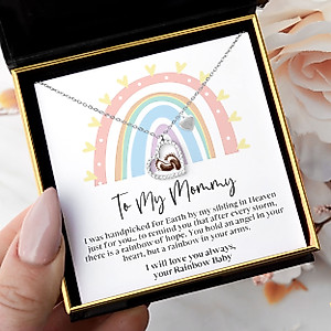 Aphrodite's Colorful Rainbow Baby Gifts for Mom, Baby Feet Heart Necklace, First Time Mom Gift, Mom to Be necklace, Baby Shower Gifts, New Mom Gifts for Christmas, Sterling Silver, Cubic Zirconia