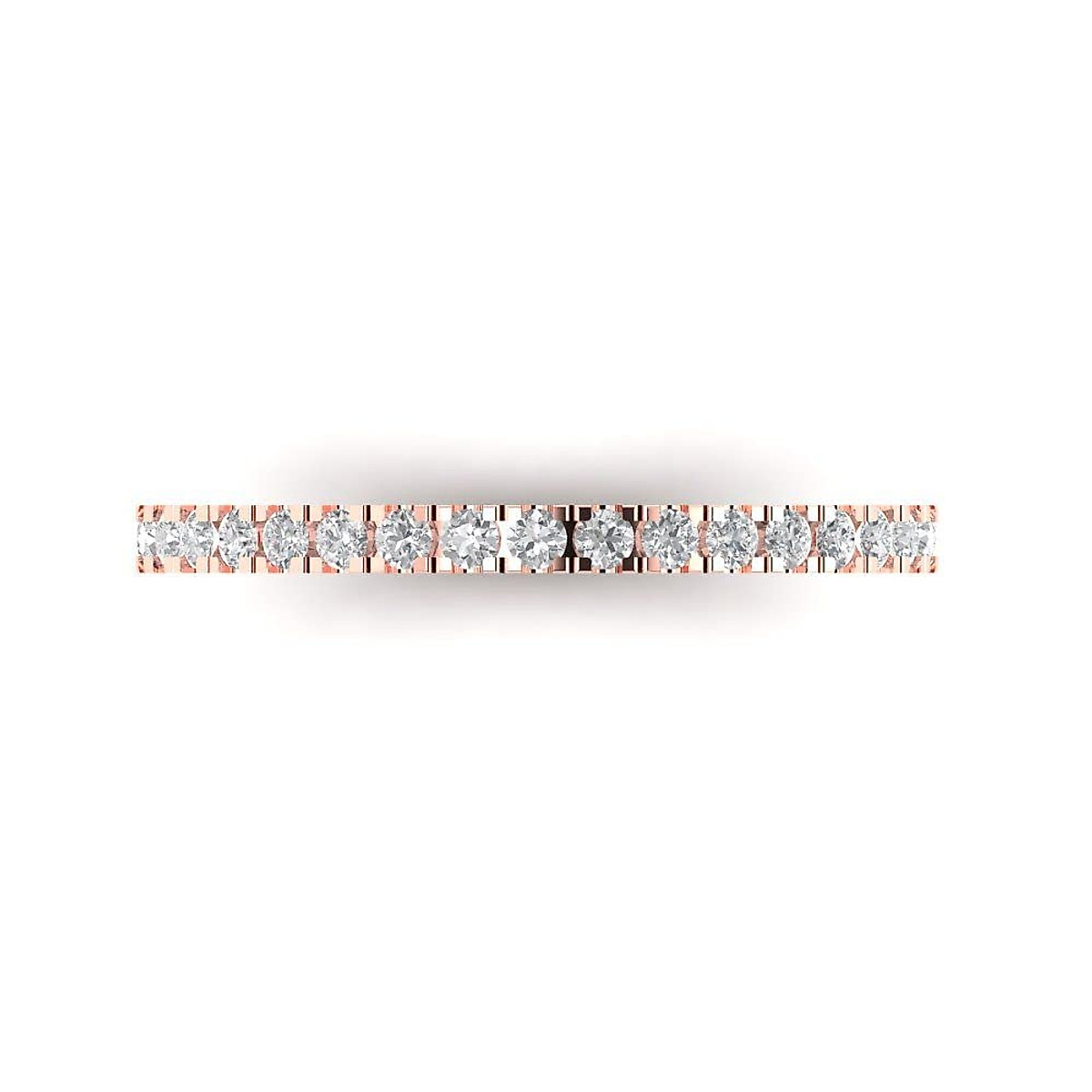 0.57 ct Round Cut Clear Simulated Diamond 14k Rose Gold Stackable Wedding Engagement Designer Anniversary Ring Band Sz 9.5