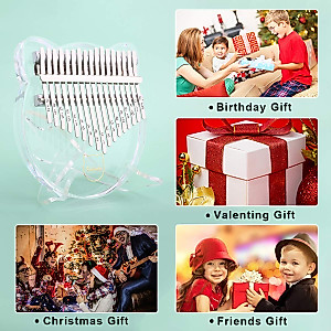 YAEL Kalimba 17 Keys Transparent Acrylic Panda Thumb Piano Note Carved Starter Finger Piano with Kalimba Case Tune Hammer Study Booklet Stickers