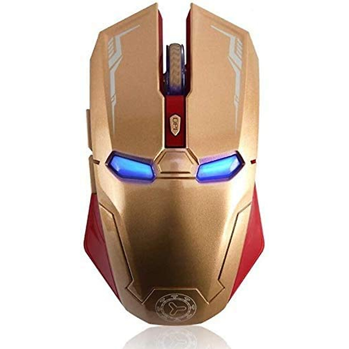 Fitzladd Gaming Wireless Mouse, Six-Button Silent Iron Man Mouse 2.4G with USB Nano Receiver for Laptop and PC (Gold)