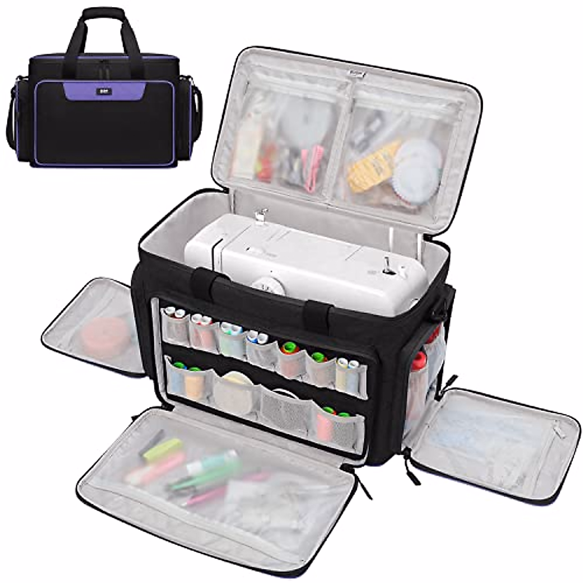 LEFOR·Z Sewing Machine Carrying Case Bag Compatible for Most Standard Singer,Brother,Janome with Multiple Storage Pockets,Universal Travel Tote Bag with Shoulder Strap for Sewing Machine and Supplies