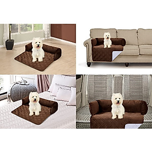 Brilliant Sunshine Premium Chocolate Silky Velvet Pet Sofa Bed, Slip Resistant, Waterproof, Washable Couch Protector with Removable Bolster Cushions, Furniture Covers for Dogs, X-Large, Chocolate