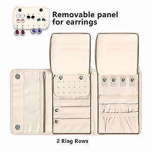 Teamoy Jewelry Roll, Jewelry Travel Organizer for Necklaces, Earrings, Bracelets, Rings, Brooches and More, Compact and Easy to Carry, Stripes