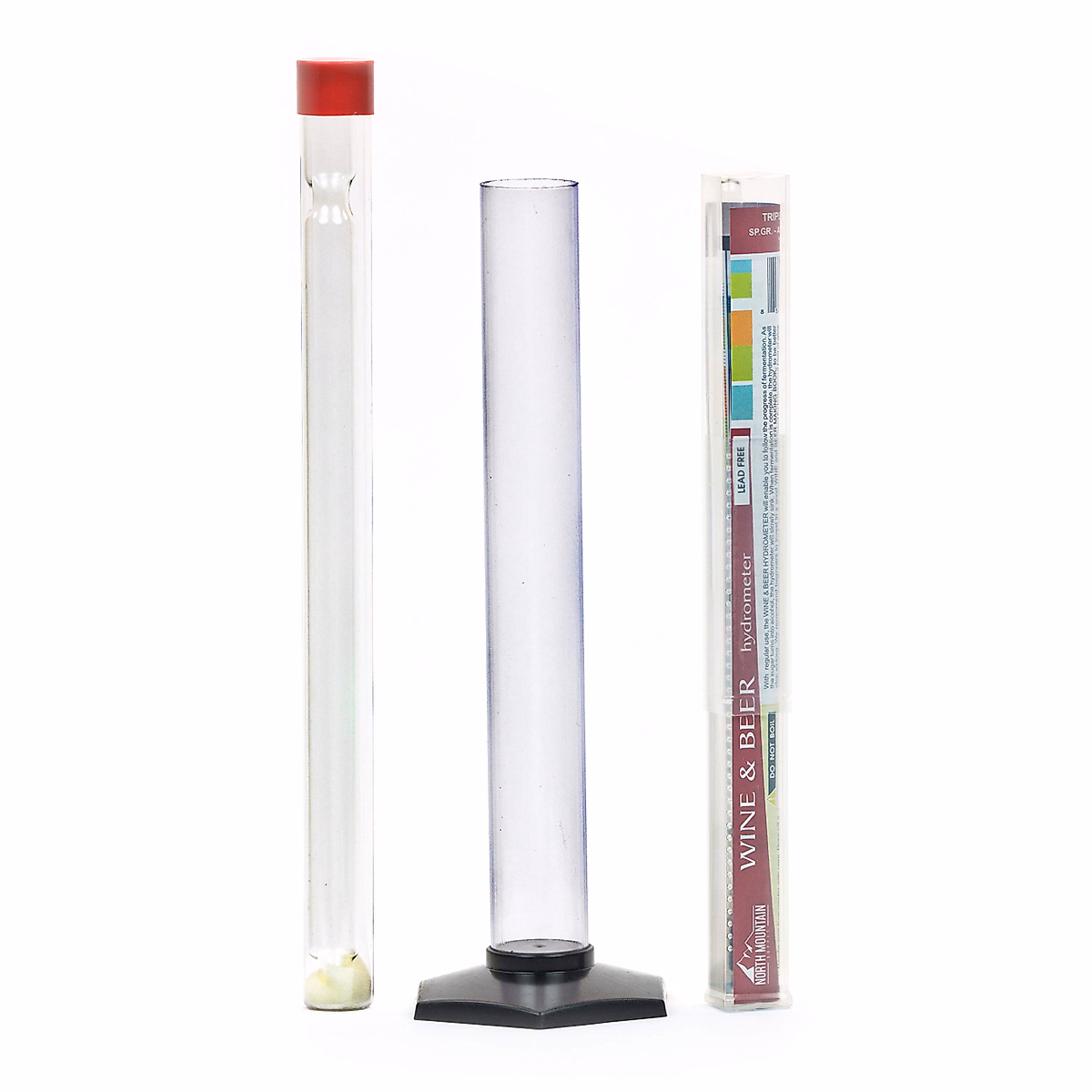 North Mountain Supply Premium Glass Triple Scale Beer & Wine Hydrometer Combo Kit With Test Jar and Glass Wine Thief - Made in France - Lead & Mercury Free