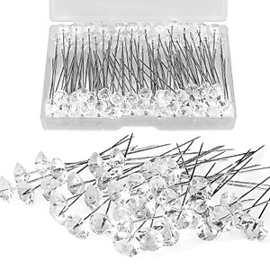 100pcs Diamond Pins for Bouquets, 2.1 Inch Floral Pins,Corsage Pins,Boutonniere Pins, Straight Pins Sewing for Crafts, Pins for Flowers, Flower Pins, Flower Bouquet Accessories, Floral Supplies