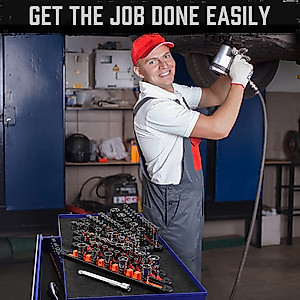 HORUSDY 9-Piece ABS Socket Organizer, 1/4-Inch 3/8-Inch 1/2-Inch, 360° Swivel Premium Quality Socket Holders