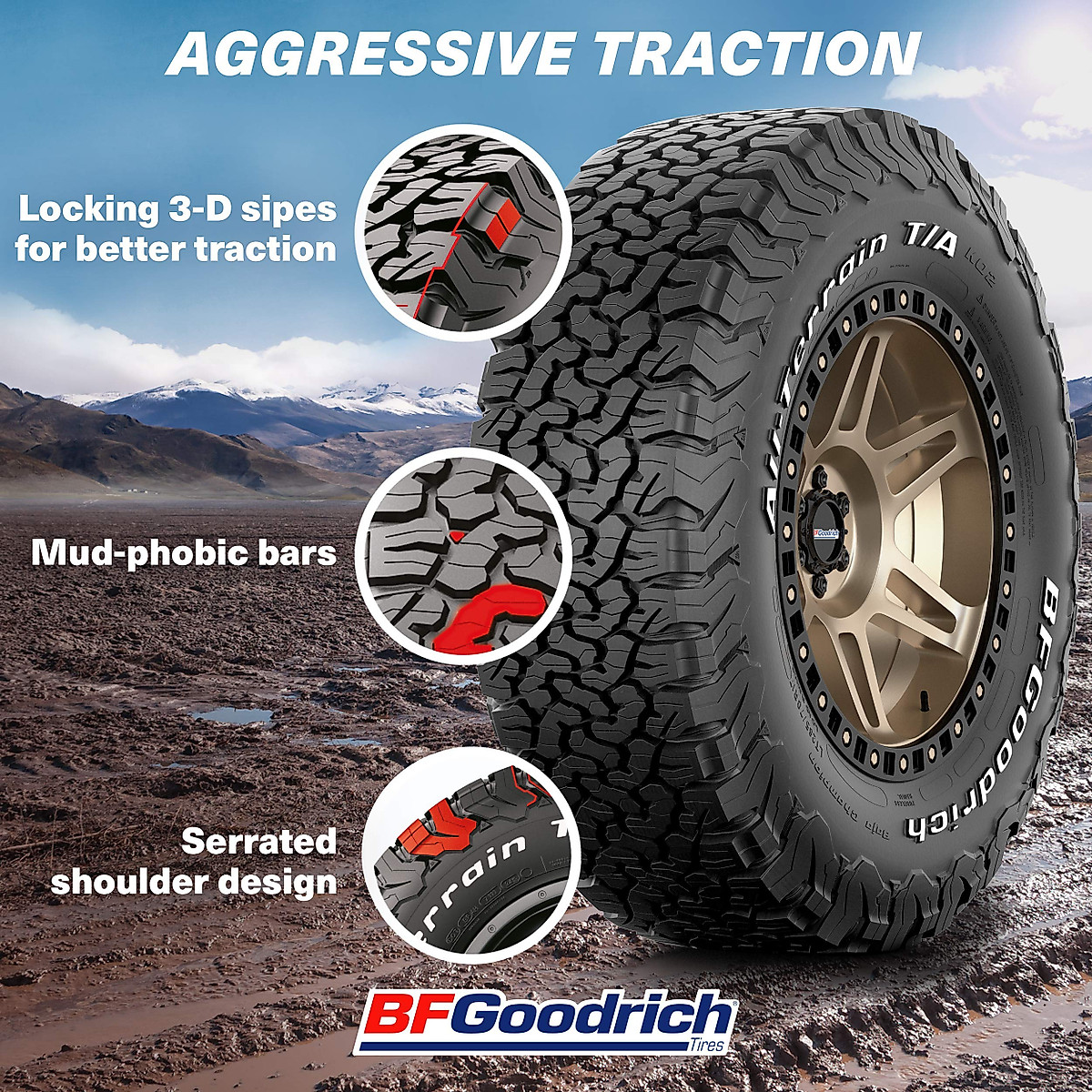 BFGoodrich All Terrain T/A KO2 Radial Car Tire for Light Trucks, SUVs, and Crossovers,LT235/85R16/E 120/116S