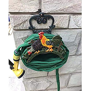 SKipdr Cast Iron Garden Hose Reel Storage Holder Hose Hanger Holder Wall Mounted Rack Decorative Cock