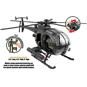 Click N' Play Military Attack Combat Helicopter Toy - 20 Piece Play Set Helicopter Toys with Accessories - Military Toys