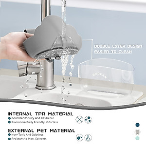 Sponge Holder Sink Caddy for Kitchen Organization with 30 pcs Disposable Mesh Sink Strainer Bags, Hanging Kitchen Adjustable Strap Faucet Caddy (2 Pack) (Grey, 2)