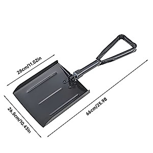 SKFVKAB Car Snow Shovel Large Capacity Foldable Lightweight Aluminum Alloy Telescopic Portable Snow Shovel Parent Child Play Snow Garden Camping Shovel Speed Clean Foam Car Interior (Black, One Size)