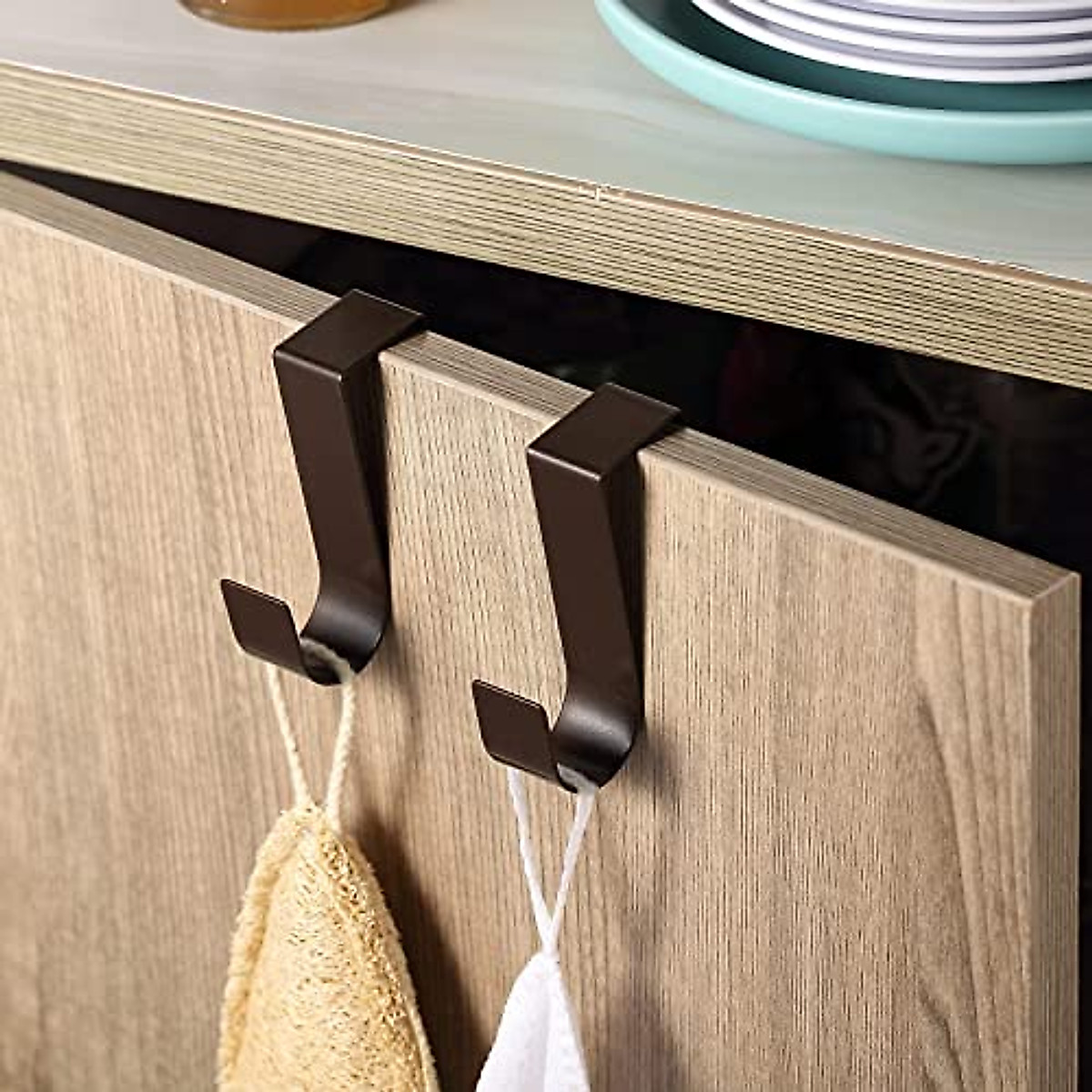 12 Pcs 1 3/8 1 3/4 inch Over The Cabinet Door Hooks Organizer Holder Over Door Z-Shaped Metal Hanger Hook Bathroom Organizer Rack Hanger for Clothes Towels Keys