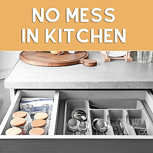 Kitchen Drawer Organizer, Compact Cutlery Organizer, Narrow Utensil Divider Tray, Small Silverware Holder Spoon Fork Flatware Storage, One-size (Compact Cutlery Organizer)
