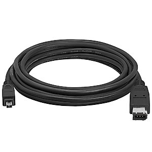 Cmple - 10FT FireWire IEEE 1394 Cable/iLink 6 Pin to 4 Pin Male to Male DV Cable 4-Pin to 6-Pin FireWire Cable Cord for Computer Laptop PC to JVC Sony Camcorder - 10 Feet Black