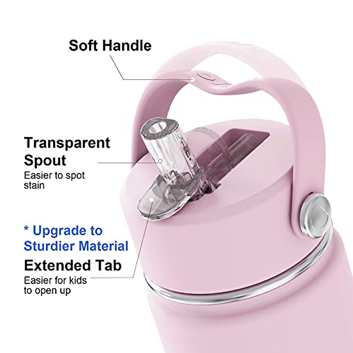 Oisiz Kids Water Bottle with Straw Lid 14oz, Vacuum Insulated 316 Stainless Steel Water Bottles for Kids for School, Leakproof Toddler Water Bottle, BPA Free and Keep Cold for 24 Hours, Cherry Blossom