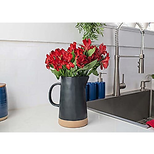 Nat & Jules Large Raw Bottom Matte Black 48 ounce Ceramic Pitcher Jug