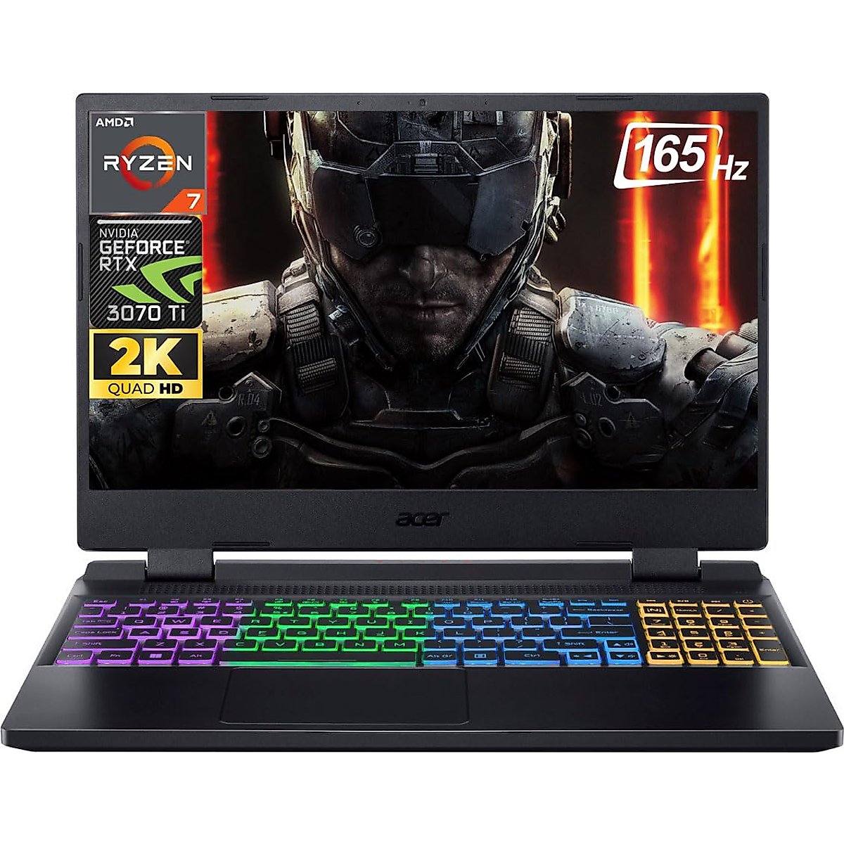 acer 2023 Nitro 5 Gaming Laptop, 15.6" QHD IPS 165Hz Display, AMD Ryzen 7 6800H up to 4.7GHz, NVIDIA GeForce RTX 3070 Ti, 64GB DDR5 RAM, 1TB SSD, Wi-Fi 6E, Backlit Keyboard, Windows 11 Home