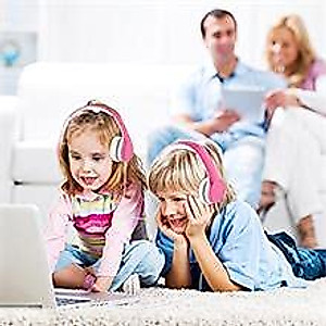 YUSONIC Kids Headphones, Kid Toddler Headphones with mic & Audio Sharing Port+ Volume Limited, Boys Girls Baby Children Toddlers Laptop Tablet Phones Class Travel Airplane use (Pink)