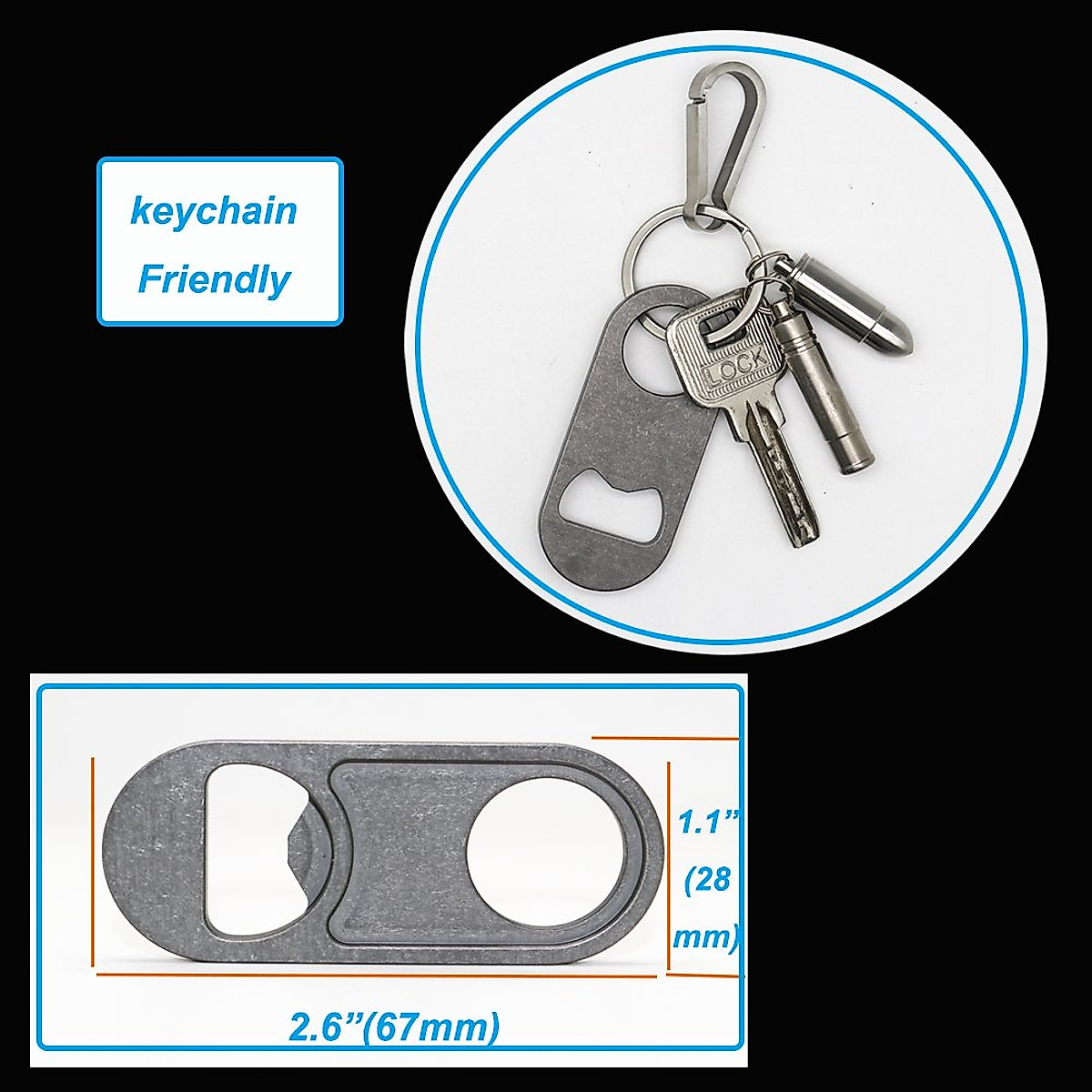 TI-EDC Titanium Beer Bottle Opener Keychain Pendant Compact Durable Easy to Use Cap Opener