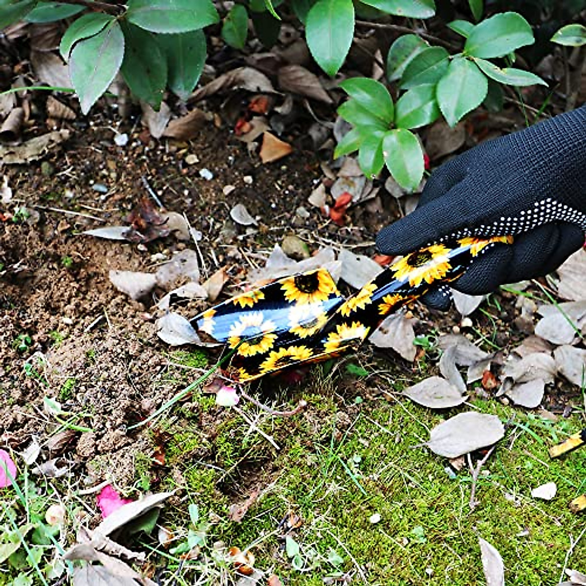 GARTOL Garden Tool Set Sunflower Print 3 Piece Cast-Aluminum Heavy Duty Gardening Tools Kit Includes Trowel, Pruning Shear, Cultivator - Gardening Gift Hand Tools Set for Women Mom Mother's Day