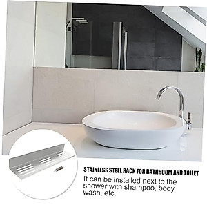 WATIIFUFU Shelf Wall Mount Shelves Shower Basket Wall Mounted Shelves Metal Storage Rack Metal Storage Shelves Metal Shelving Shower Rack White No Punching Toilet Rack Stainless Steel