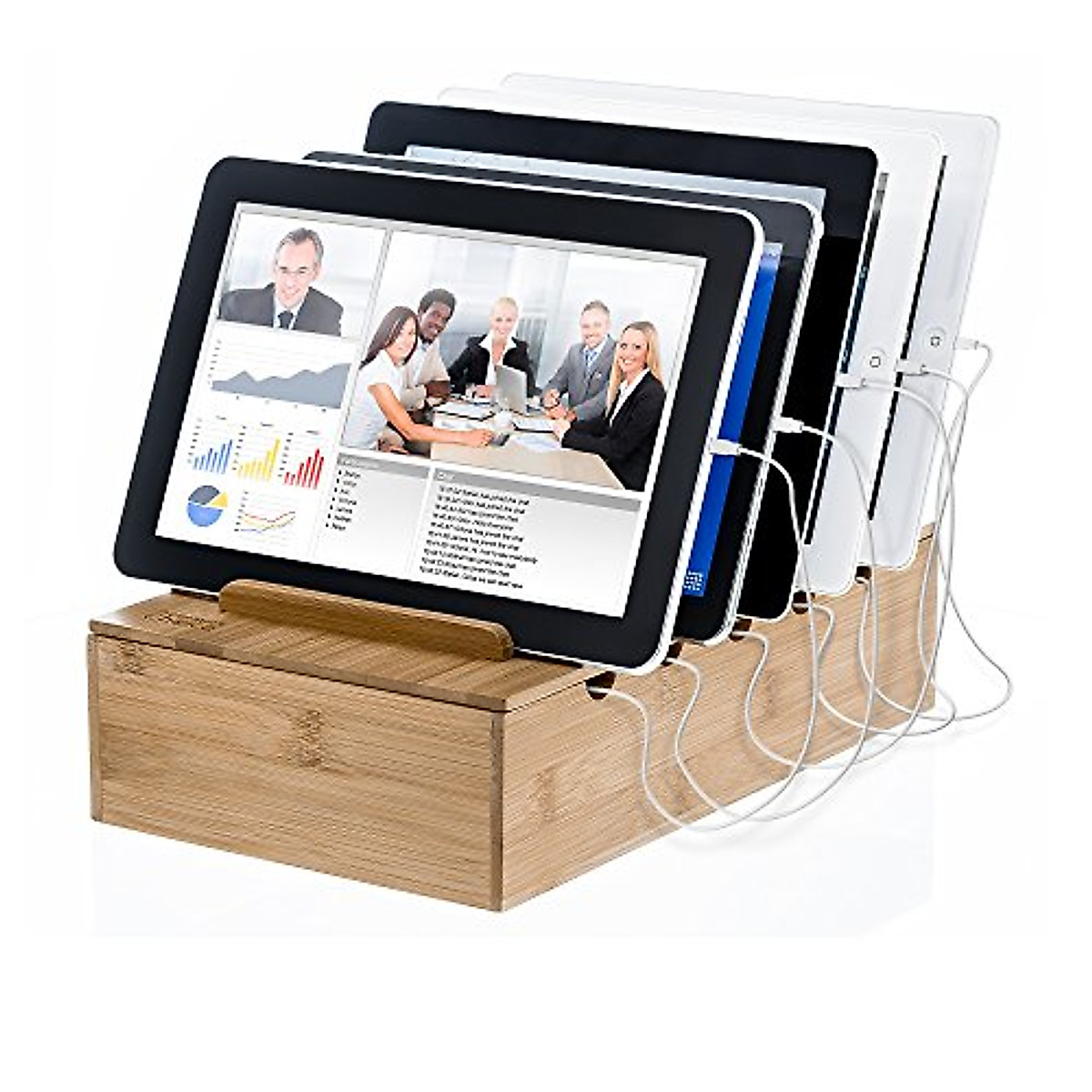 Prosumer's Choice Bamboo Cell Phone Charging Stations | Charging Stand for Mobiles, Tablets, Smartphones, iPads | Desk Organizer| Docking Station | Desk/Floor Cord Cover | Cell Phone Accessories