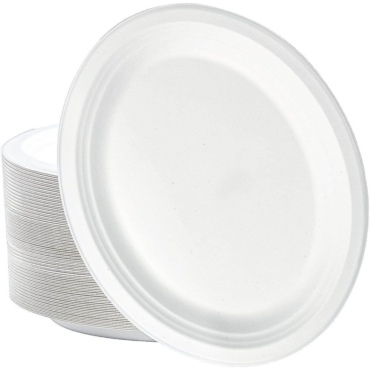 Elsjoy 90 Pack Compostable Oval Paper Plates, 12.5 Inch Sugarcane Dinner Plates, Large Disposable Plates Biodegradable Platters, for Restaurant, BBQ, Parties, Breakfast, Microwave Safe