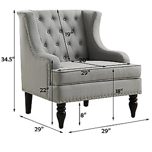 Rosevera Nadia 30” Accent Fabric Upholstered Arm Tufted Comfy for Reading in Bedroom, Living Room, Sofa Chair,Armchair for Small Space,Wood Legs, Standard, Natural Beige