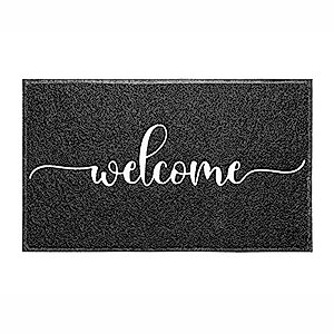Downshifting Door Mat (30"x17",Black), Durable Welcome Mat Low Profile Floor Mat Non Slip Rugs, Indoor Outdoor Door Rug Easy to Clean Entry Rugs for Entryway Patio, High Traffic Areas