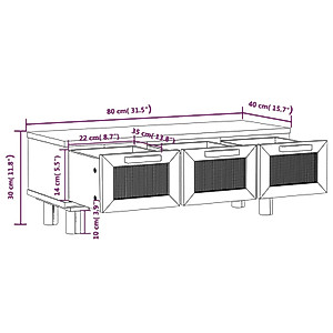 Tidyard Coffee Table with 3 Storage Drawers, Engineered Wood Sofa Side Table, Wooden Couch End Table for Living Room Home Furniture 31.5 x 15.7 x 11.8 in Brown Small Space