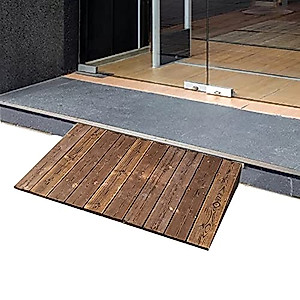 GUENZO Threshold Ramp, Wheelchair Ramps for Thresholds Curb Steps, Wood Heavy Duty Transition Ramp for Patio Door Back Yard Home, Anti-Slip Surface (Size : 90x70x19cm/35.4x27.5x7.5in)