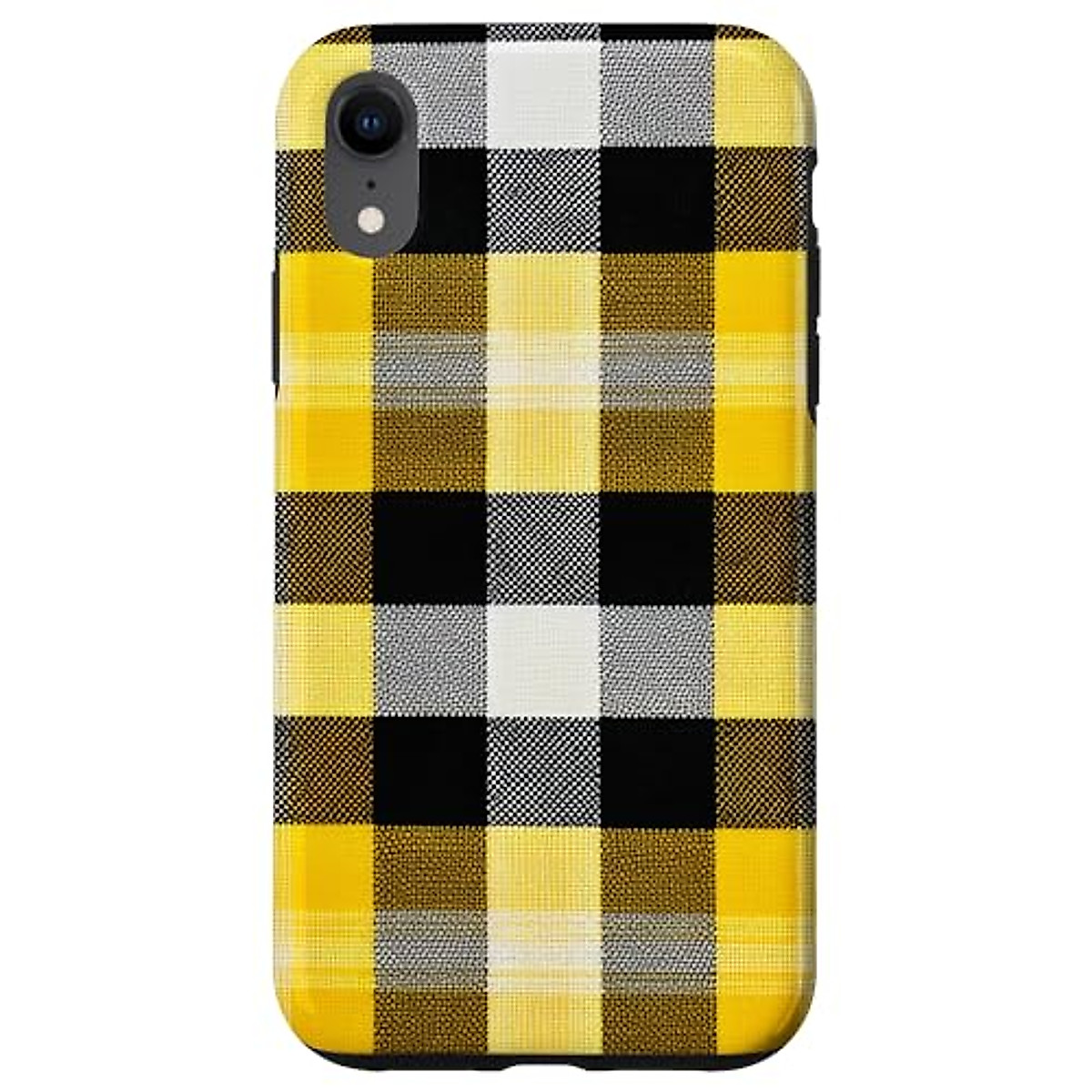 iPhone XR Yellow Black Tartan Plaid Pattern 80s Design Case