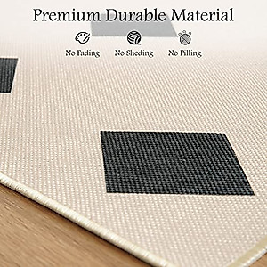 Area Rug 5 X 7 Modern Area Rugs-Washable Rugs Simple Neural Rugs for Living Room Carpet for Bedroom Dining Room-Diamond,5'x7',Cream and Black