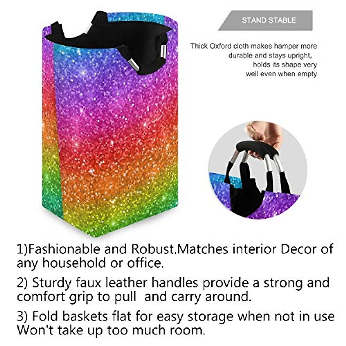 CaTaKu Tie Dye Laundry Hamper, Rainbow Laundry Basket Box Big Storage Waterproof Easy Carry for Family Dormitory Laundry Room, 12.6 x 11 x 22.7 Inches