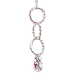 LeerKing Bird Perchs for Parrots, Conures,Cockatiels, Parakeets, Rope Perches for Bird Cages, Colorful Rope Chewing Swings Toys