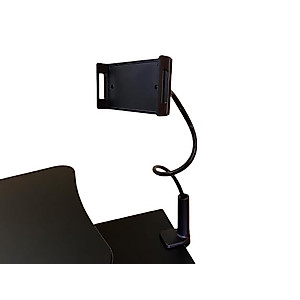 Flexible Phone Holder, Gooseneck Phone Holder for Bed or Desk - Flexible Lazy Long Arm Headboard Bedside 360 Pivoting Mount Clip Adjustable Bracket Clamp Stand, Compatible with Smartphones (Black)