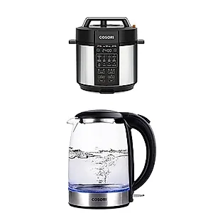 COSORI Electric Pressure Cooker 6QT & COSORI Electric Kettle with Stainless Steel Filter and Inner Lid