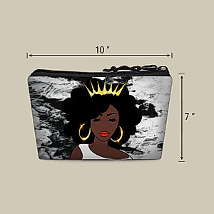 BDAWQUG Makeup Bag Cosmetic Bag 2 Pieces for Women Travel Toiletry Bag Large Capacity Accessories Organizer Sassy Black Queen African American Ladies Gifts