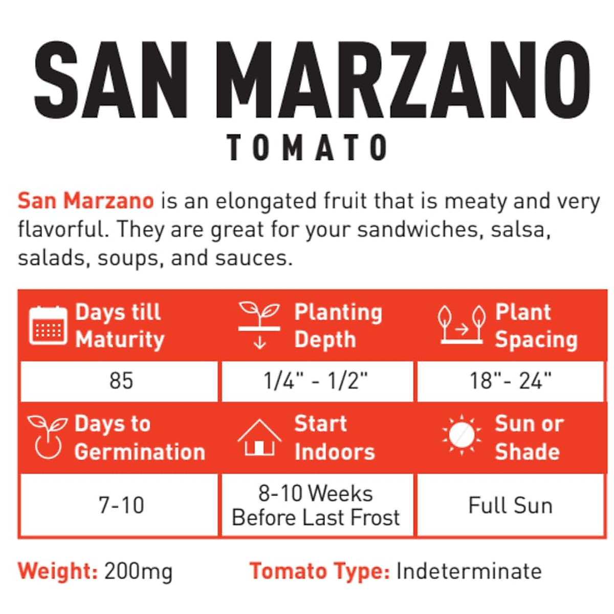 San Marzano Tomato Seeds For Planting Heirloom Non-GMO Seeds For Home Garden Vegetables Makes a Great Gift For Gardening by Gardeners Basics