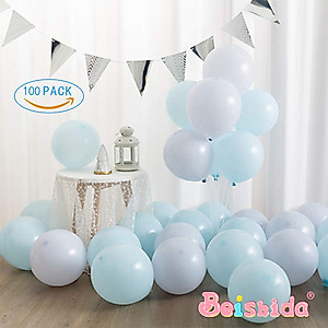 BEISHIDA 100 Pack 10 Inch Thicken Light Blue Balloons,Large Macaron Blue Latex Helium Balloons For Birthday Wedding Reception Bridal Shower Party Decorations Supplies