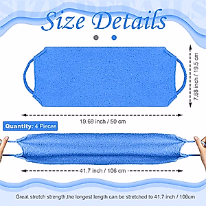 4 Pieces Exfoliating Back Scrubber for Shower Nylon Back Exfoliator Extended Length Back Washers Scrubbers Stretchable Pull Strap Exfoliating Washcloth with Handles