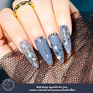 Holographic Chunky Glitter, 160G/5.64OZ Craft Glitter for Resin, Metallic Iridescent Chunky Fine Glitter Sequin Flake Bulk, Nail Glitter for Makeup Body Face Eye, Epoxy Tumbler, LEOBRO Silver Glitter