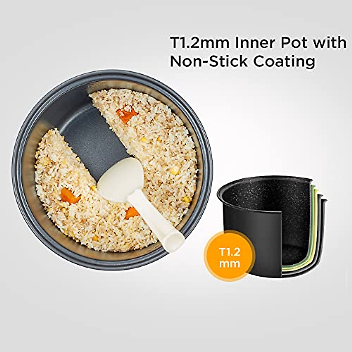 COMFEE' Rice Cooker, 6-in-1 Stainless Steel Multi Cooker, Slow Cooker, Steamer, Saute, and Warmer, 2 QT, 8 Cups Cooked(4 Cups Uncooked), Brown Rice, Quinoa and Oatmeal, 6 One-Touch Programs