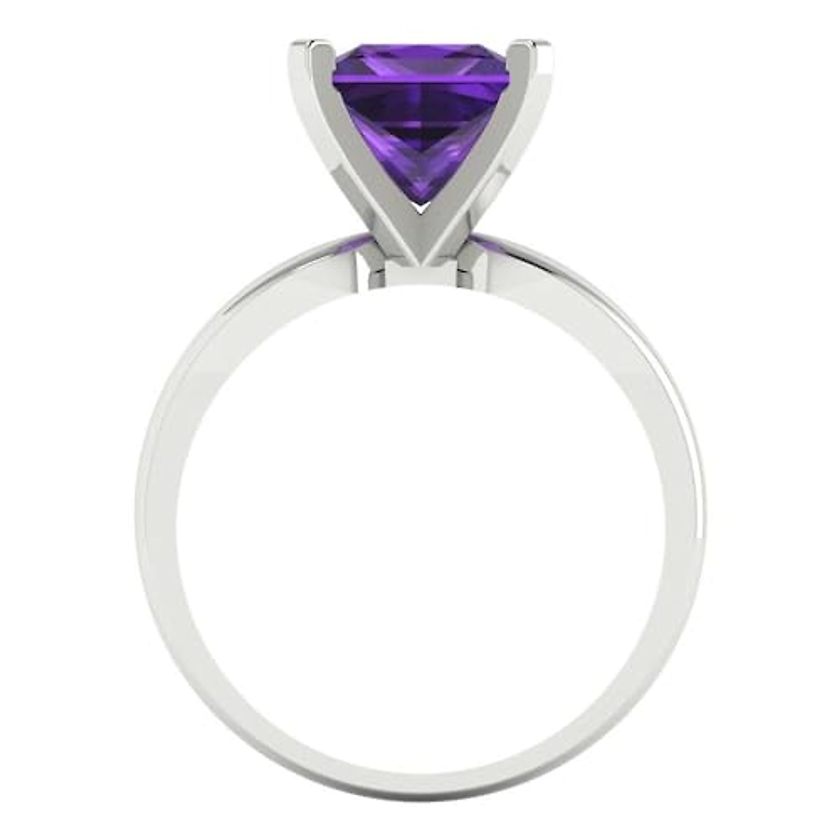 Clara Pucci 2.50ct Princess Cut Solitaire Natural Amethyst Excellent Engagement Bridal Promise Anniversary Ring 18K White Gold 4.75