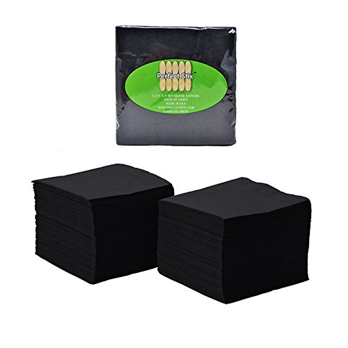 Perfect Stix Paper Cocktail Beverage Napkins, 2-Ply, Black (Pack of 100)