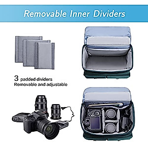 MOSISO Camera Case Crossbody Shoulder Messenger Bag, DSLR/SLR/Mirrorless Photography Vintage PU Leather Flap Gadget Bag with Rain Cover Compatible with Canon/Nikon/Sony Camera and Lens, Teal Green