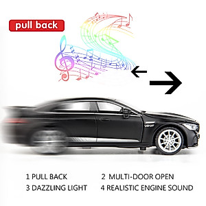 WAKAKAC 1/32 Benz AMG GT63 Model Car Alloy Diecast Pull Back Toy Car with Sound and Light Door Can Be Opened Toy Vehicle for Kids Gift(Black)