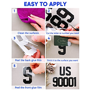 Seloom 148 PCS Mailbox Numbers and Letters Stickers Decals,3" X 7 Set Number 0-9 and 3" X 3 Set Alphabet Letter for Outside Indoor,Vinyl Self-Adhesive Waterproof Door House Address Stickers,Black