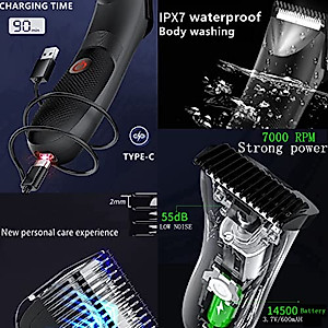 FENGCHUNS Body Hair Trimmer,Electric Groin Trimmer for Men,Ball Shaver Trimmer with LED Indicator,Male Pubic Hair Trimmer, Waterproof Wet/Dry Trimmer Women Hair Clipper Safety Body Grooming