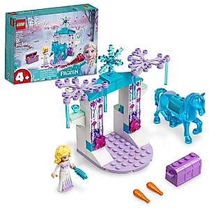 LEGO Disney Princess Elsa and The Nokk’s Ice Stable Building Toy 43209 Disney Frozen Toy with Buildable Toy Horse Figure and Mini Doll, Starter Bricks for Kids Age 4+, Great Gift for Girls and Boys
